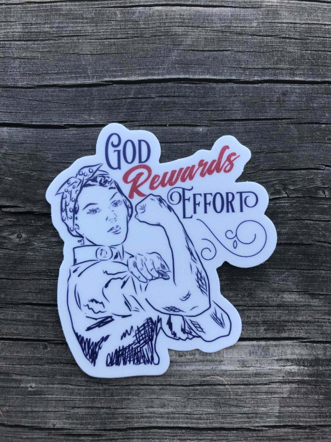God Rewards Effort! -Christian Quote Decal Sticker - Catholic Artisan ...
