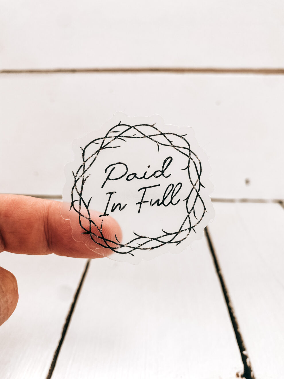 CLEAR 2"- Paid In Full- Easter / Lent Sticker / Decal - Crown of Thorns ...