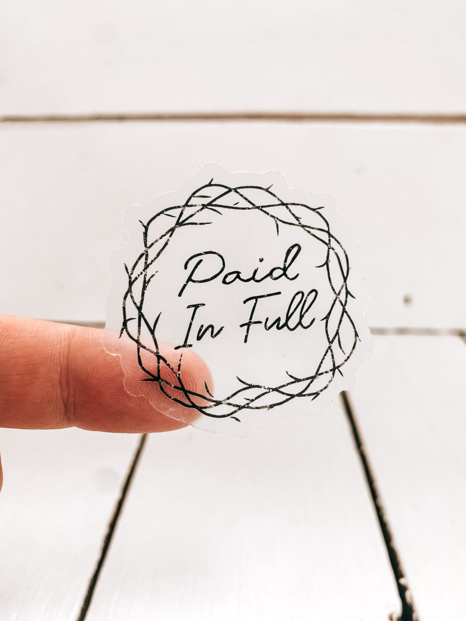 CLEAR 2"- Paid In Full- Easter / Lent Sticker / Decal - Crown of Thorns ...