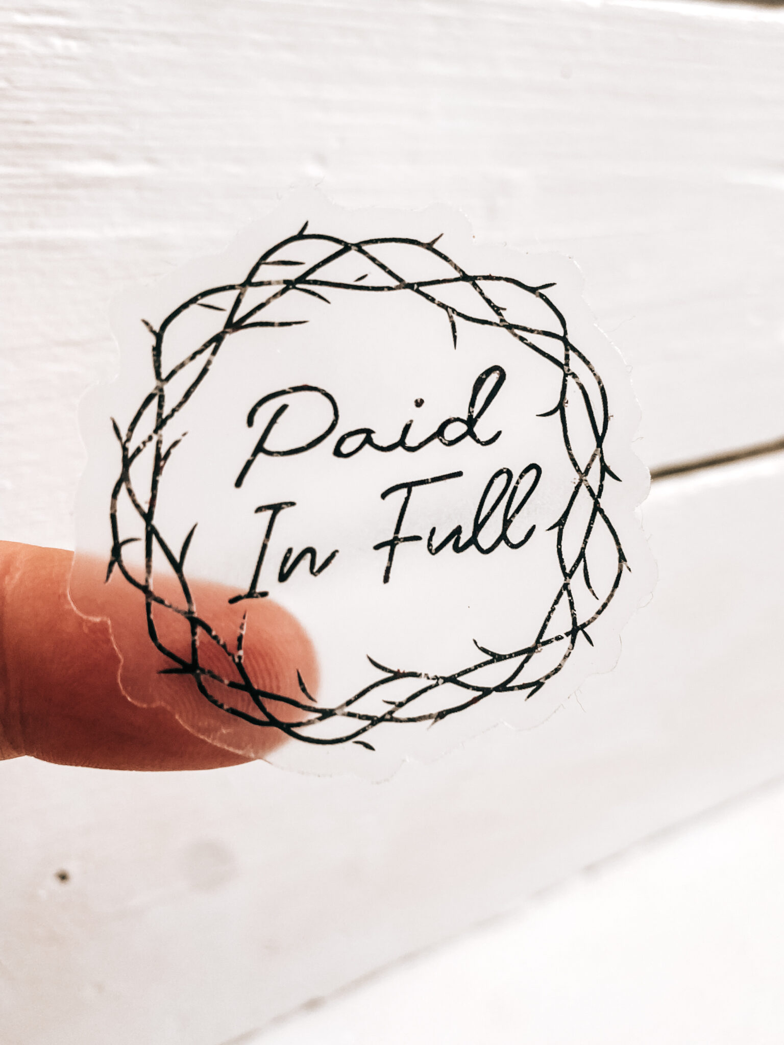 CLEAR 2"- Paid In Full- Easter / Lent Sticker / Decal - Crown of Thorns ...