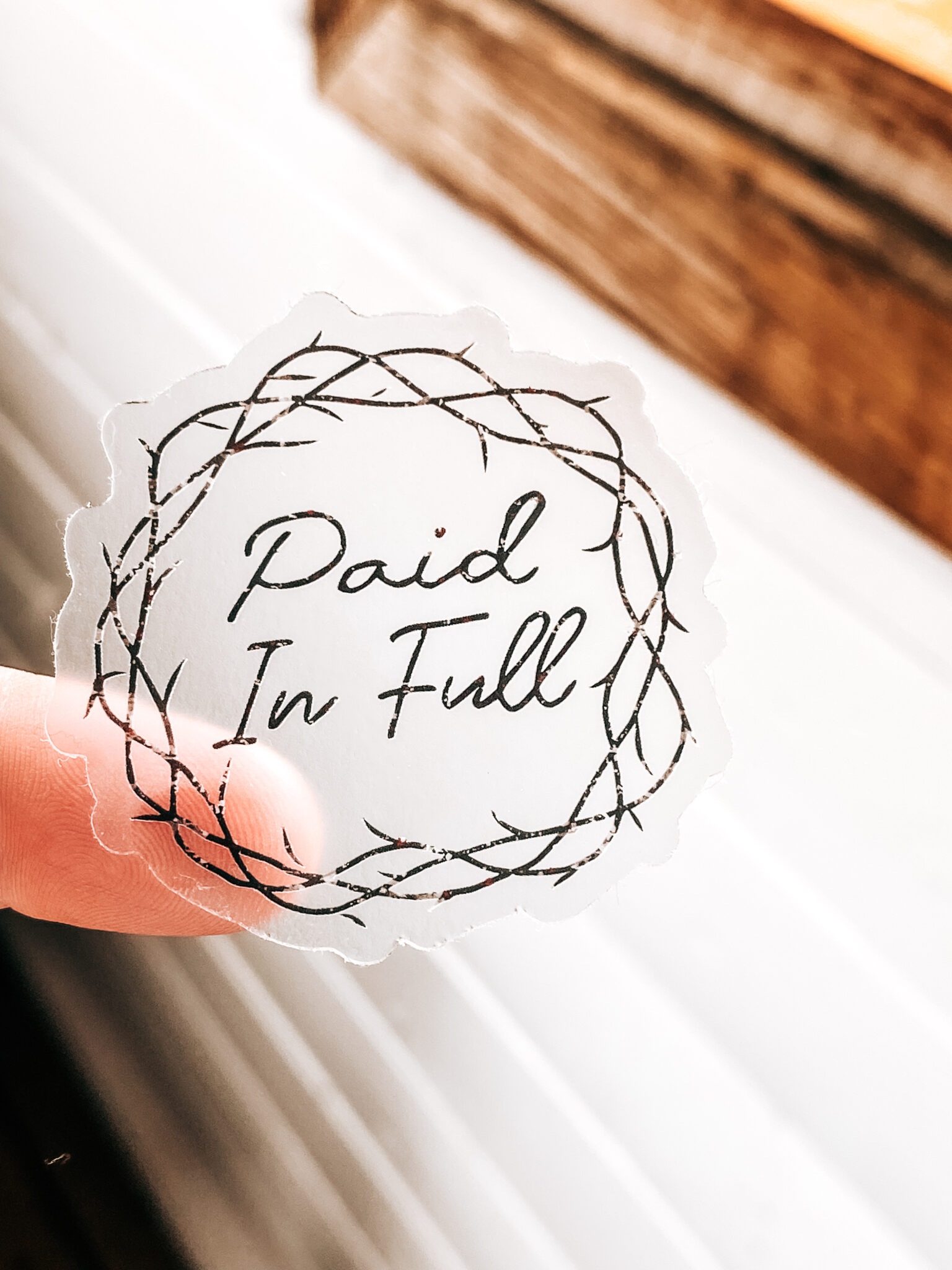 CLEAR 2"- Paid In Full- Easter / Lent Sticker / Decal - Crown of Thorns ...