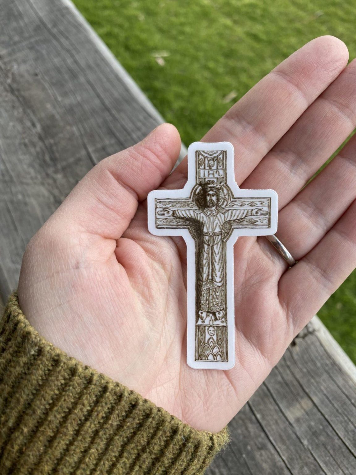 CLEAR- Christ the King-Crucifixion Catholic Sticker - Catholic Artisan ...