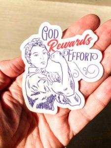 God Rewards Effort! -Christian Quote Decal Sticker - Catholic Artisan ...