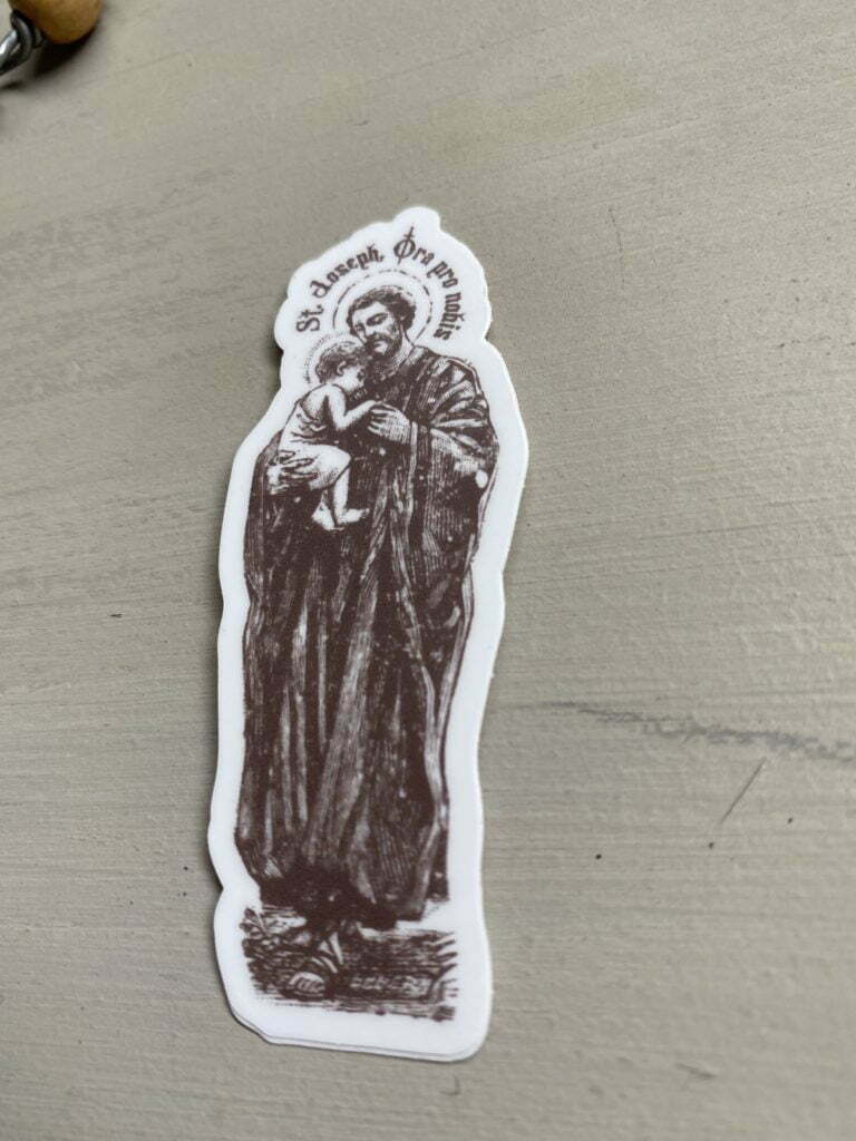St. Joseph with baby Jesus - Vintage style - Catholic Sticker ...