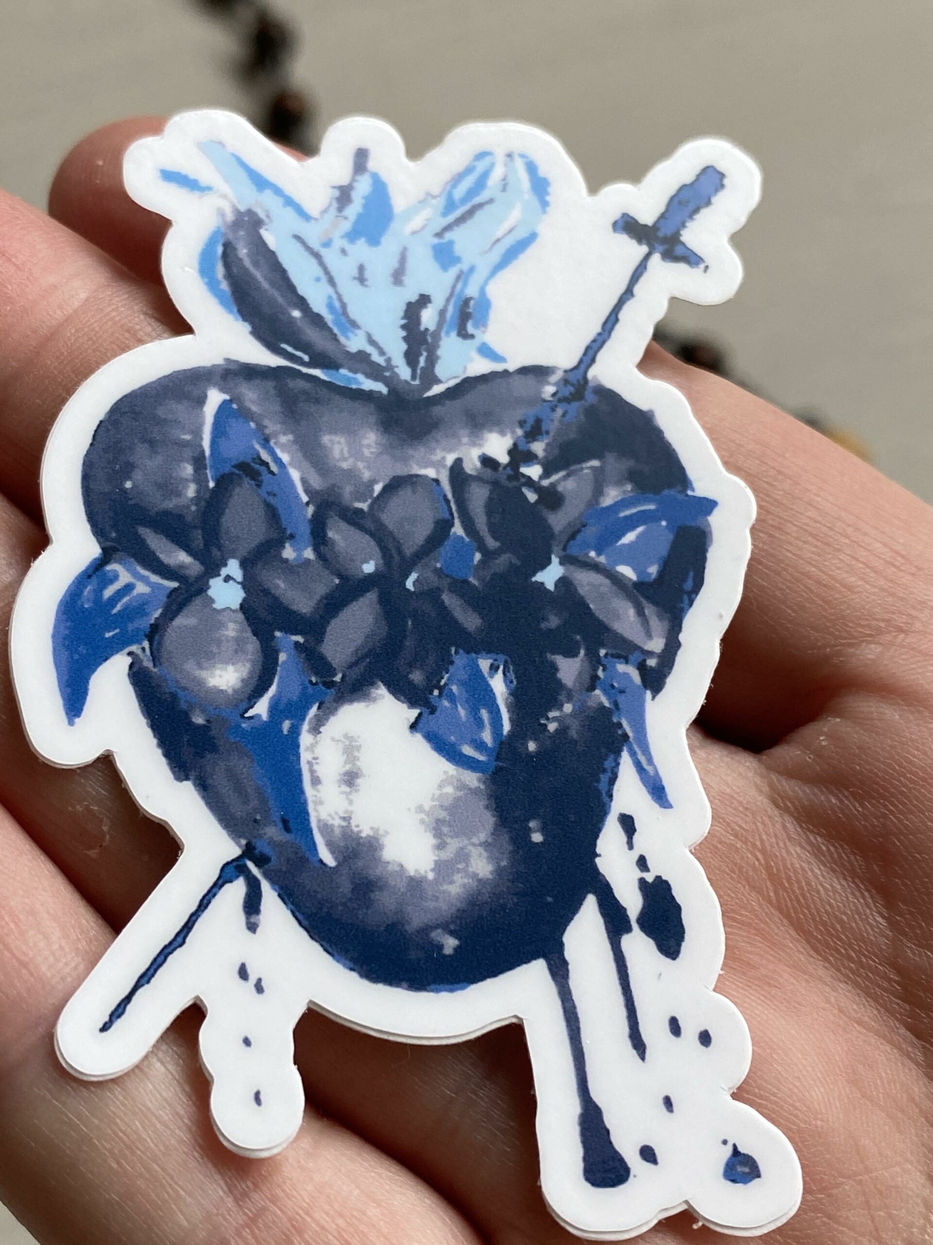 Immaculate heart of Mary with a sword pierced through her heart -Blue ...