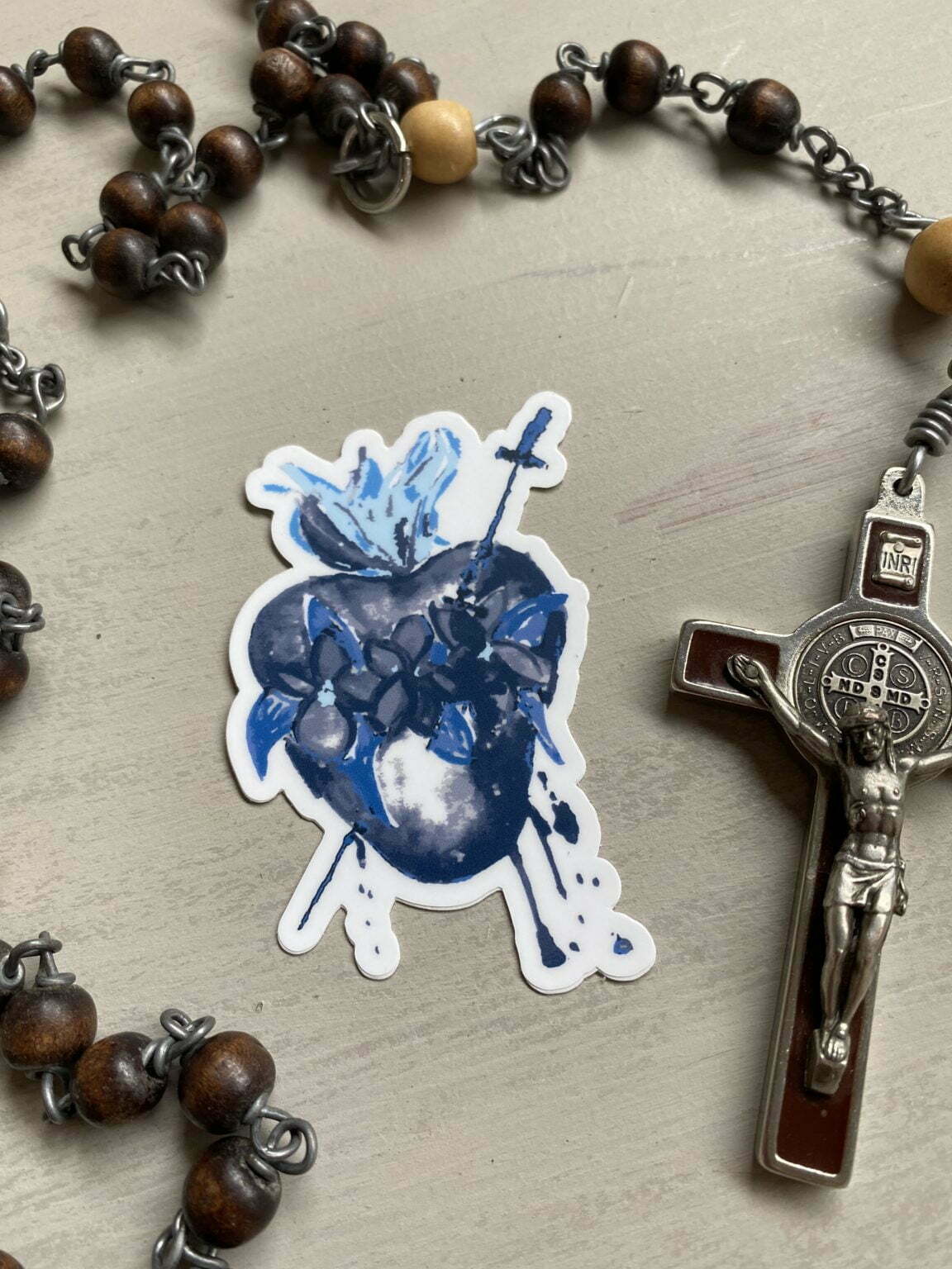 Immaculate heart of Mary with a sword pierced through her heart -Blue ...