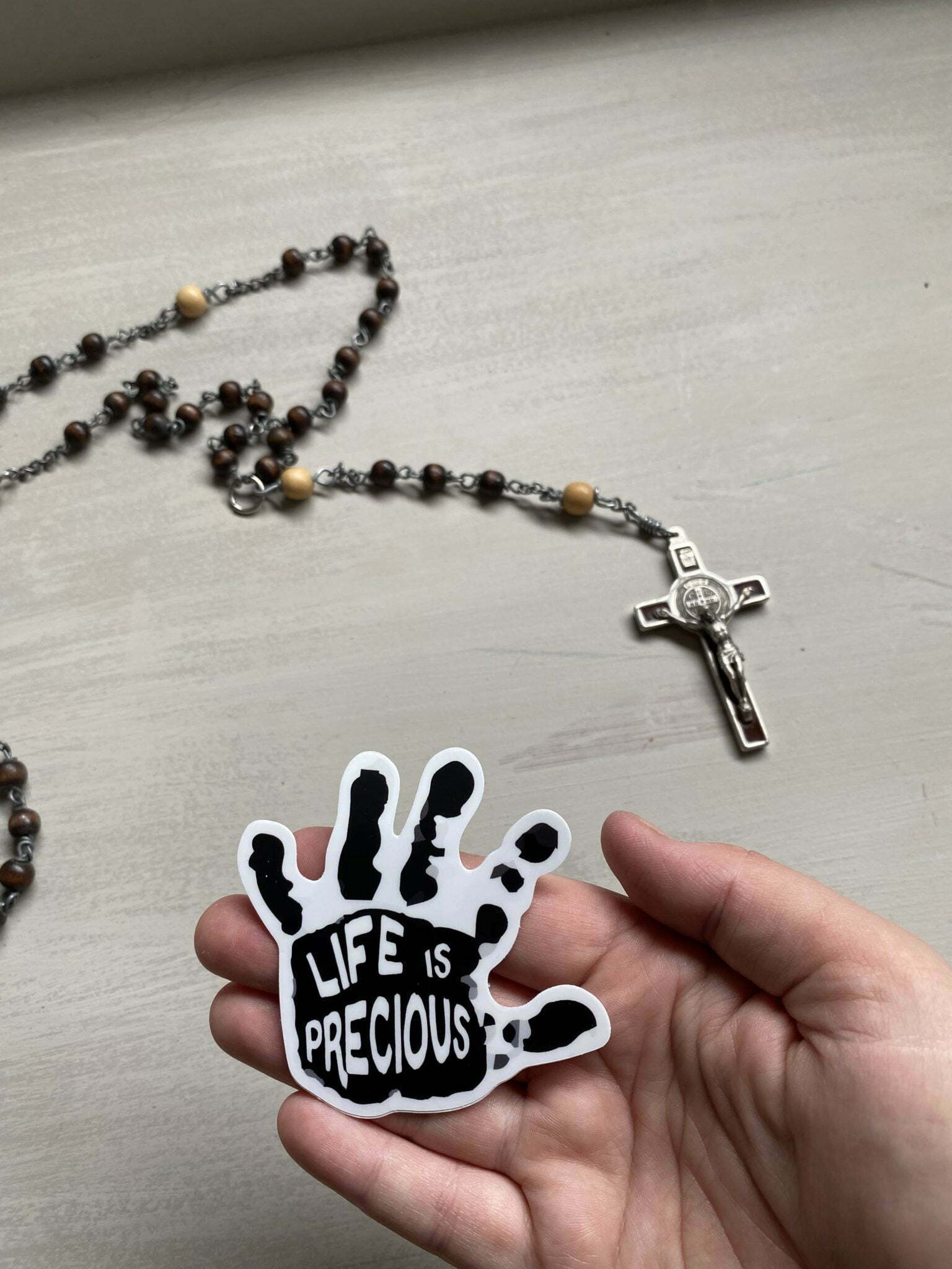 Life is precious- prolife - Sticker/decal -small handprint. - Catholic ...