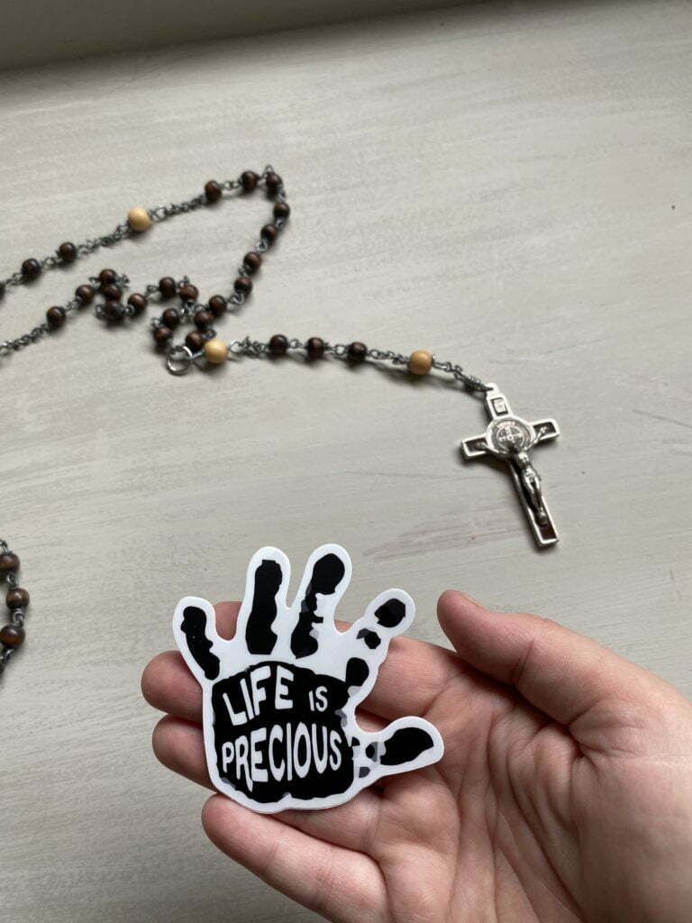 Life is precious- prolife - Sticker/decal -small handprint. - Catholic ...