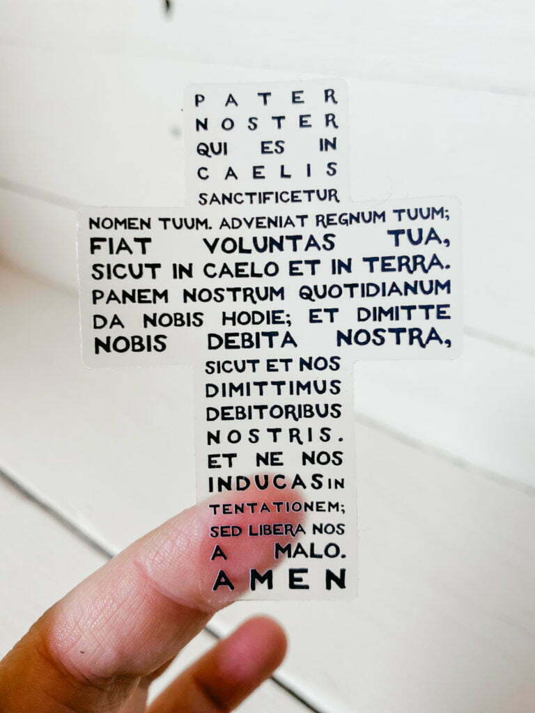 CLEAR - Pater Noster sticker - Our Father in Latin - Catholic Artisan ...