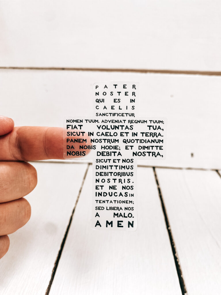 CLEAR - Pater Noster sticker - Our Father in Latin - Catholic Artisan ...