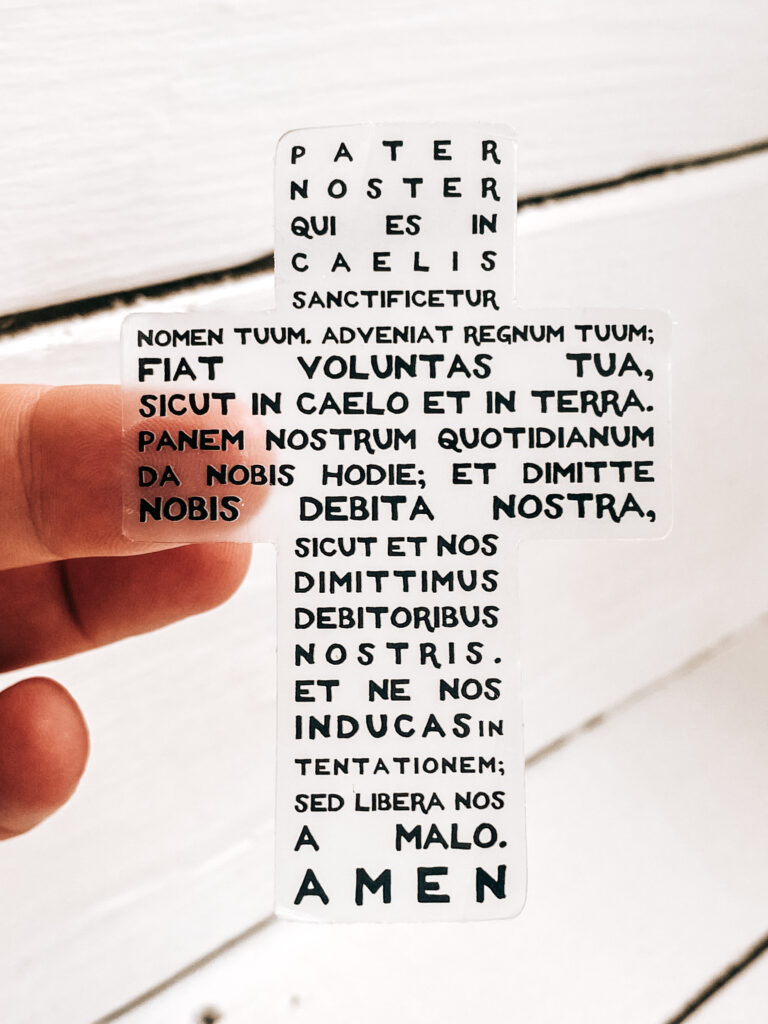 CLEAR - Pater Noster sticker - Our Father in Latin - Catholic Artisan ...