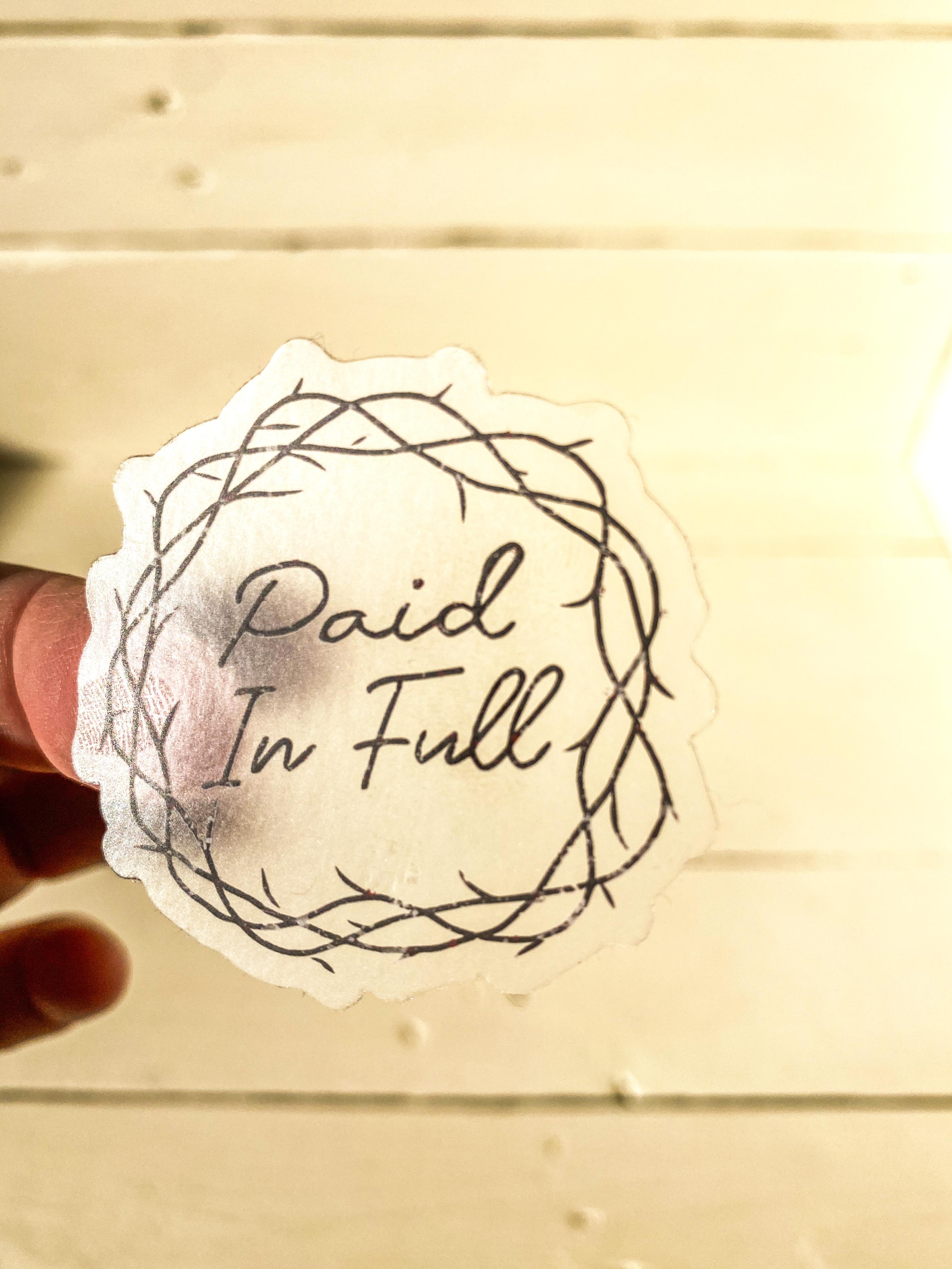 CLEAR - Paid In Full- Easter / Lent Sticker / Decal - Crown of Thorns ...
