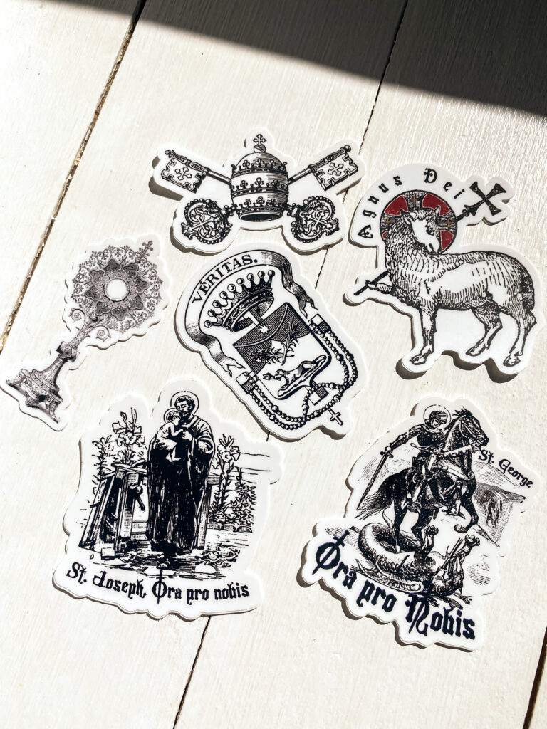Bundle 20% off! Vintage set of 6 Catholic Stickers! - Catholic Artisan ...
