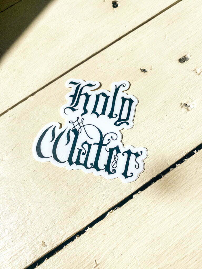 Gothic Style Holy Water Catholic Sticker - Catholic Artisan Australia