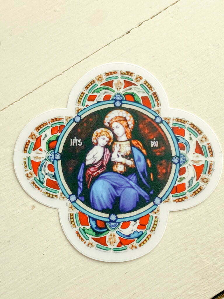CLEAR-Stained Glass Window Catholic Sticker - Catholic Artisan Australia
