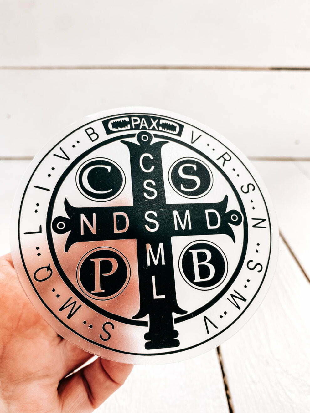 CLEAR-St. Benedict Bumper sized Catholic Sticker - Catholic Artisan ...