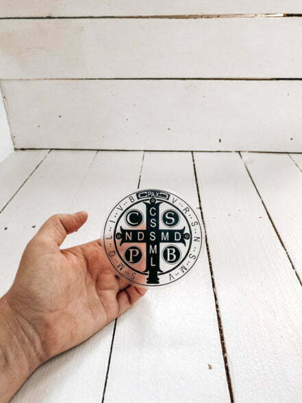 CLEAR-St. Benedict Bumper sized Catholic Sticker - Catholic Artisan ...