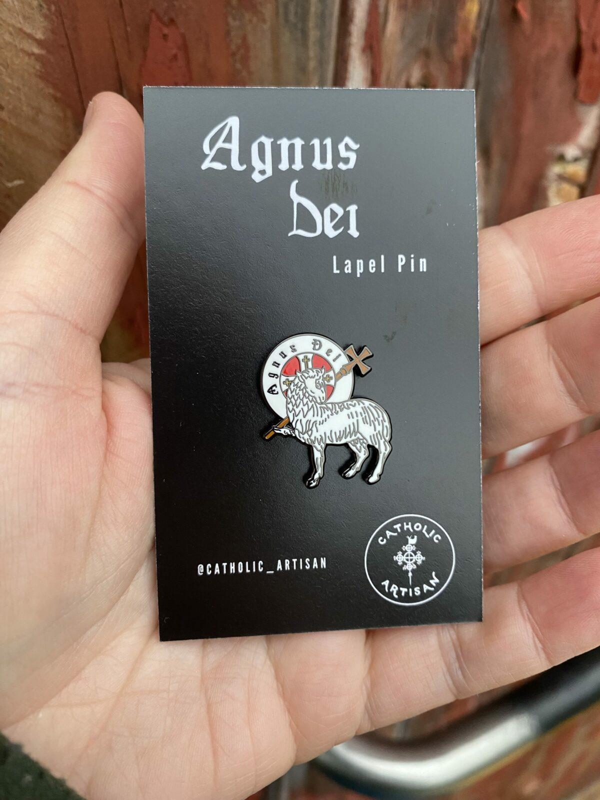 Agnus Dei- Lapel Pin “Lamb of God” Latin/English, Catholic hard enamel ...