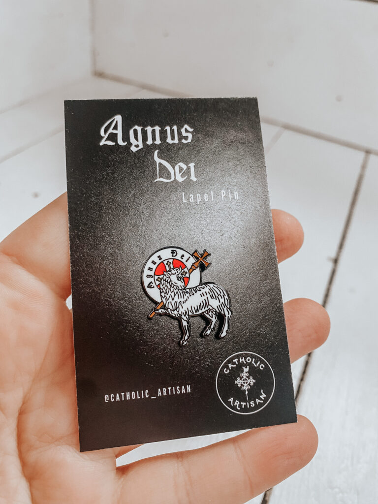 Agnus Dei- Lapel Pin “Lamb of God” Latin/English, Catholic hard enamel ...