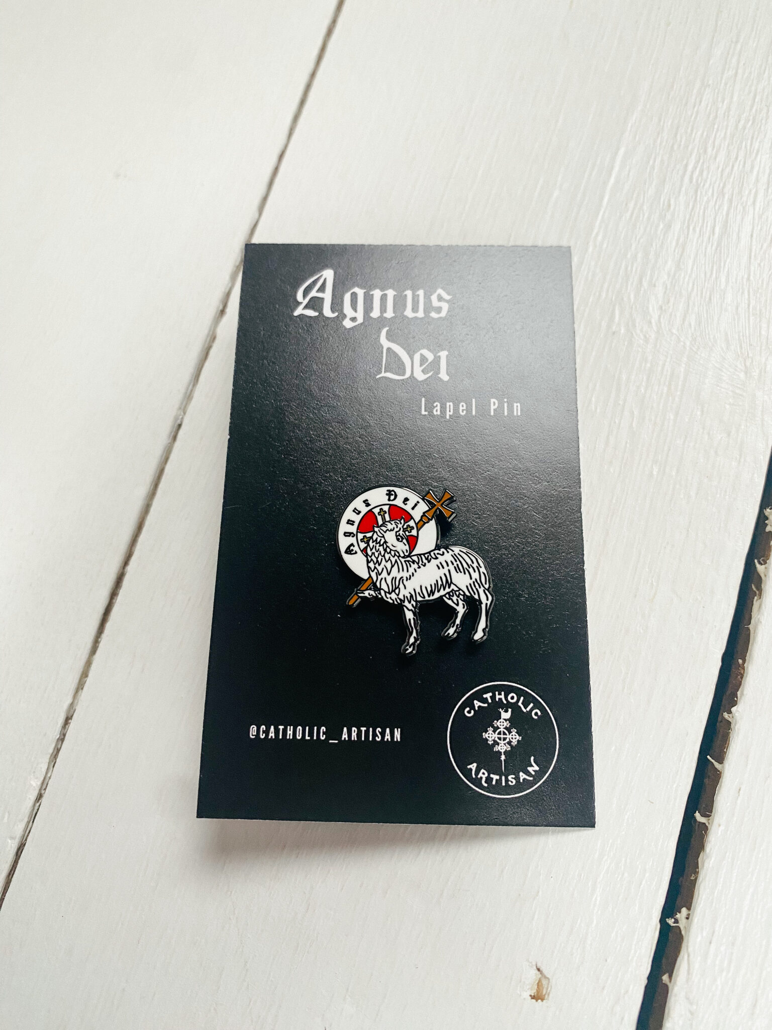 Agnus Dei- Lapel Pin “Lamb of God” Latin/English, Catholic hard enamel ...