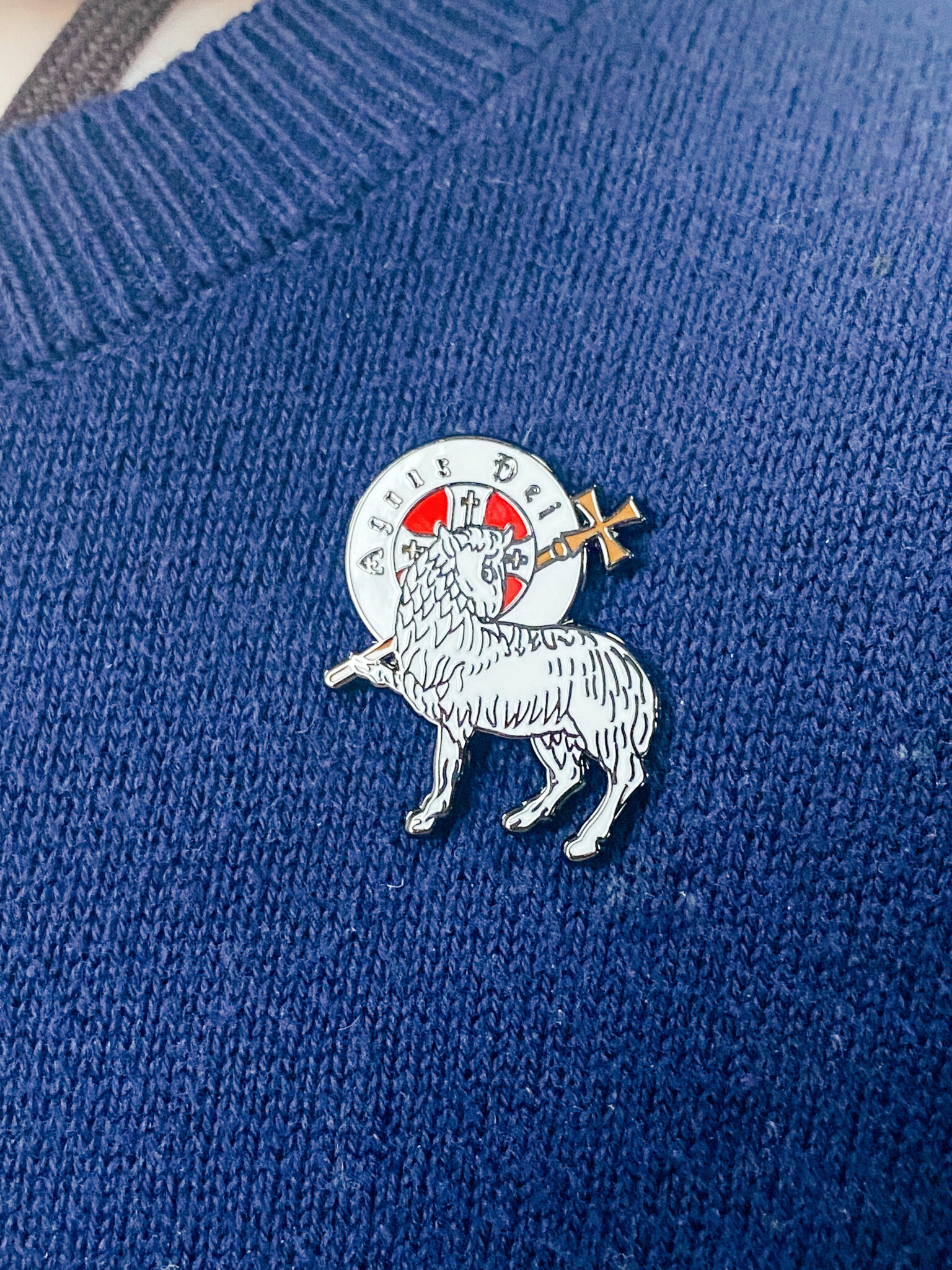 Agnus Dei- Lapel Pin “Lamb of God” Latin/English, Catholic hard enamel ...