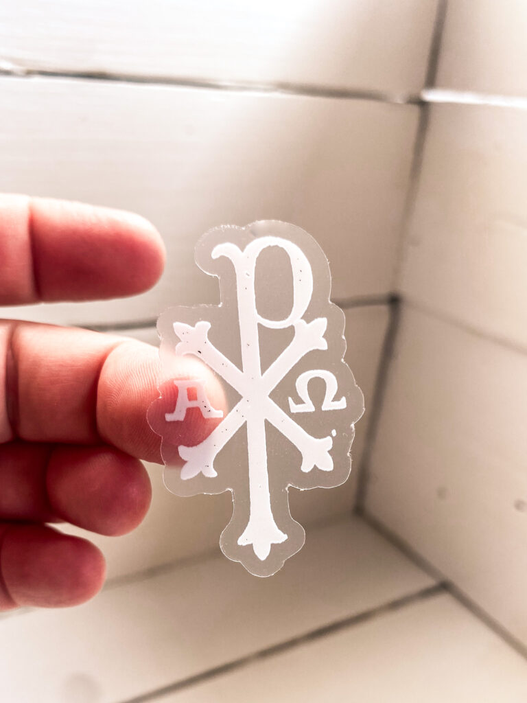 2 inch White and Clear background Chi Rho Catholic sticker| Christian ...