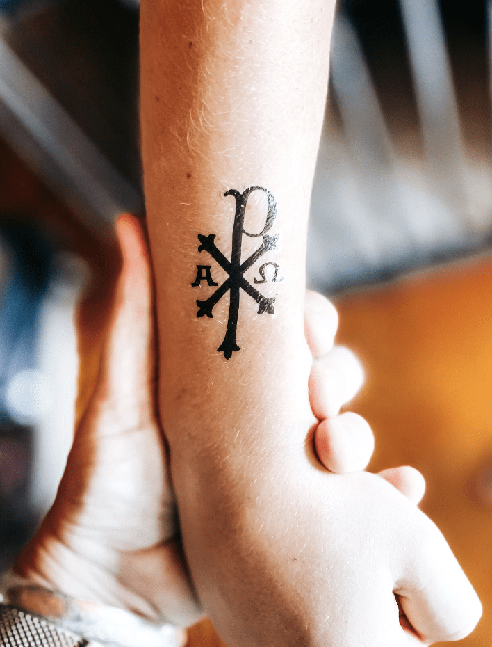 Chi Rho -Christian tattoo- Catholic tattoo - temporary, Catholic gift ...