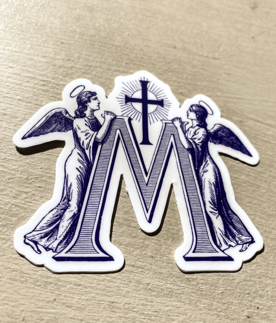 Marian Cross with Angels Sticker | French/Vintage/Antique | Catholic ...